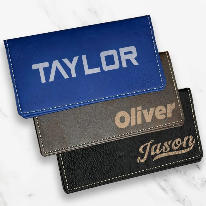 Personalized Checkbook, Custom Font Leather Checkbook Wallet
