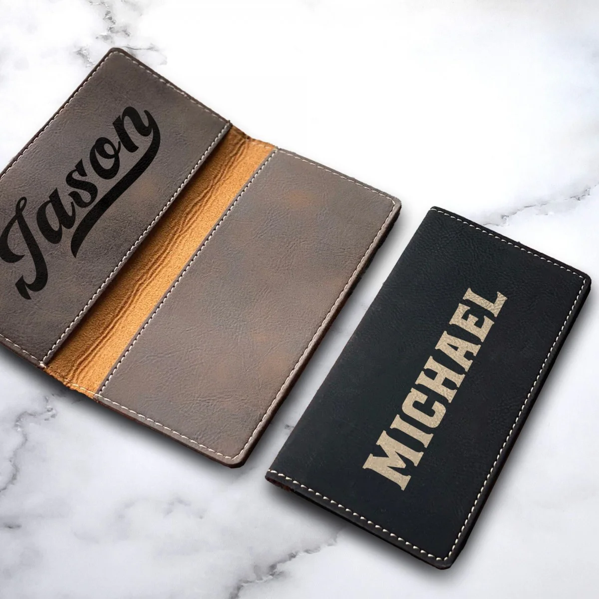 Personalized Checkbook, Custom Font Leather Checkbook Wallet